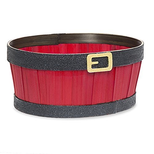 The Lucky Clover Trading Oblong Santa Buckle Woodchip Basket-9in Basket, Red