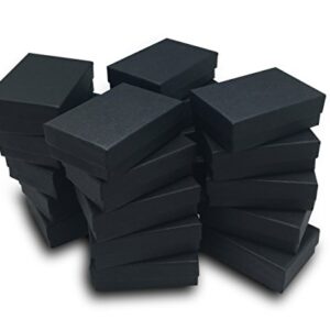 The Display Guys – Cardboard Jewelry Boxes With Cotton – 100 Pack – Matte Black – #32 (3 1/4" x 2 1/4" x 1")