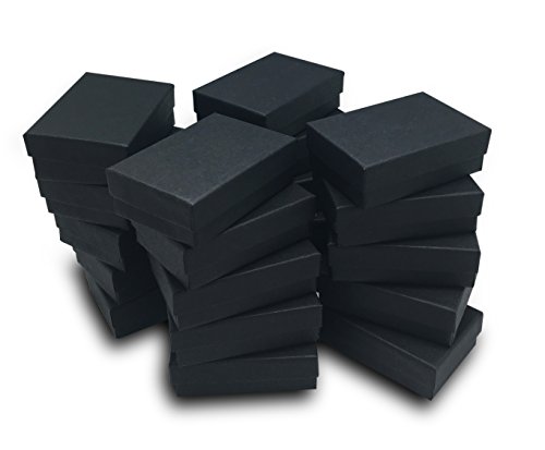 The Display Guys – Cardboard Jewelry Boxes With Cotton – 100 Pack – Matte Black – #32 (3 1/4" x 2 1/4" x 1")