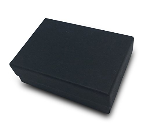 The Display Guys – Cardboard Jewelry Boxes With Cotton – 100 Pack – Matte Black – #32 (3 1/4" x 2 1/4" x 1")