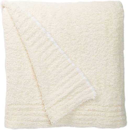 Barefoot Dreams Contrast Trim Throw Blanket 45 x 60 Cream & White