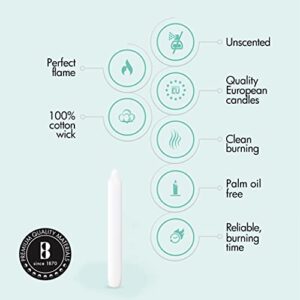 BOLSIUS White Household Candles Bulk Pack 45 Count - Unscented Dripless 7 Inch Dinner Candlesticks - 6+ Hours Burn Time - Premium European Quality - Consistent Smokeless Flame - 100% Cotton Wick