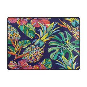 ALAZA Tropical Pineapple Fruit Monstera Leaves Area Rug Rugs for Living Room Bedroom 7' x 5'