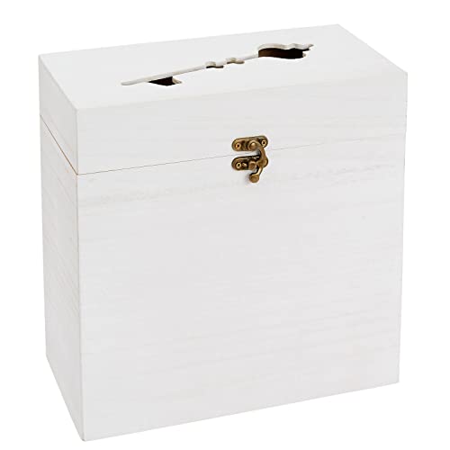 Juvale Wooden Wedding Card Box for Reception With Clasp and Slot, 9.75 x 5 x 10 Inches (White)