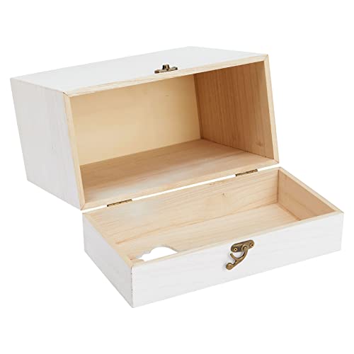 Juvale Wooden Wedding Card Box for Reception With Clasp and Slot, 9.75 x 5 x 10 Inches (White)