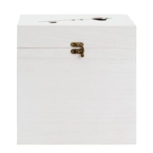 Juvale Wooden Wedding Card Box for Reception With Clasp and Slot, 9.75 x 5 x 10 Inches (White)