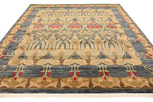 Unique Loom Edinburgh Collection Classic Oriental Traditional French Country Inspired Border Design Area Rug, 8' 0" x 8' 0", Blue/Beige