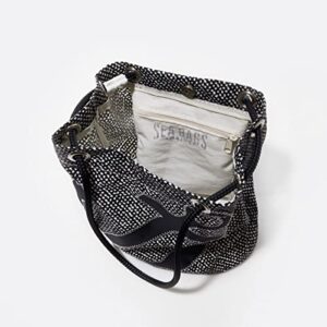 Sea Bags Recycled Sail Cloth Black Anchor on Barnacle Print Convertible Bucket Bag Backpack Purse Travel Purse