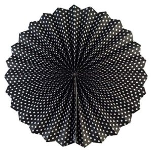 18pcs Party Hanging Paper Fans Set Black White Round Paper Fans Decorative Pattern Folding Fans Halloween Hanging Paper Fan Garlands for Halloween Birthday Wedding Graduation Events Accessories