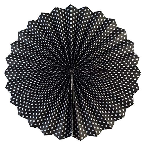 18pcs Party Hanging Paper Fans Set Black White Round Paper Fans Decorative Pattern Folding Fans Halloween Hanging Paper Fan Garlands for Halloween Birthday Wedding Graduation Events Accessories