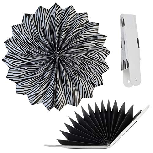 18pcs Party Hanging Paper Fans Set Black White Round Paper Fans Decorative Pattern Folding Fans Halloween Hanging Paper Fan Garlands for Halloween Birthday Wedding Graduation Events Accessories