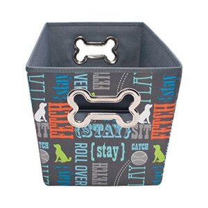 Paw Prints Fabric Pet Toy Bin, Wordplay Design, 14.75 x 10 x 10.75 Inches (37409)