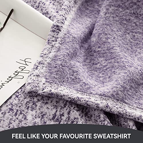 KAWAHOME Sweatshirt Blanket Throw Size for Bed Jersey Knit Lightweight Thin Soft Breathable Summer Blankets for All Seasons, 50"X 60" Purple and White