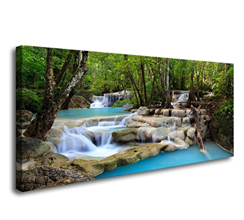 S01574 1 Panels Wall Art Tropical Beautiful Waterfall Prints Light Green Forest Natural Landscape Picture Canvas Paintings Scenery Spring Summer landscape for Home Wall Decor Artwork XXLarge