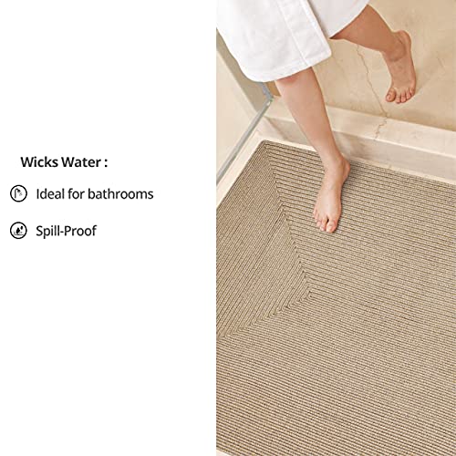 Homespice Biscuit Washable, Indoor-Outdoor, Pet-Friendly Braided Area Rug, Reversible, for Entryway, Kitchen, Bathroom, Neutral, Coastal, Farmhouse Style, Tan - Beige, 20" x 30"