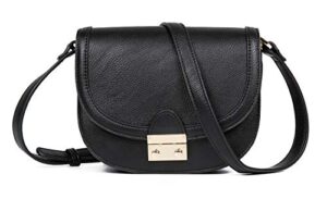 feversole crossbody bag pu leather women retro small saddle satchel shoulder bag tote with long adjustable strap black