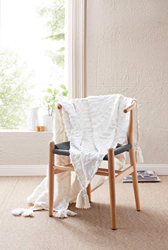 Brooklyn Loom Jameson Tufted Chenille Throw Blanket, 50x60, White