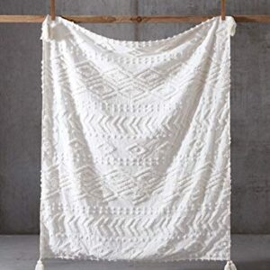 Brooklyn Loom Jameson Tufted Chenille Throw Blanket, 50x60, White