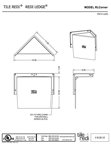 Tile Redi USA RLCorner Redi Shower Ledge, 15.56" W x 8.06" D x 12" H, Black