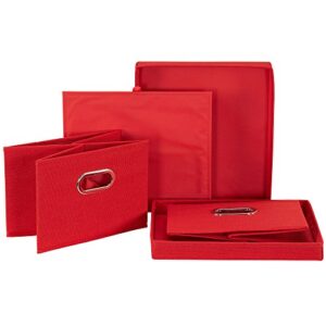 Household Essentials 706-1 Bin Lids and Handles | 2 Pack | Red Fabric Box Set, Tomato, 2 Count