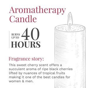 CANDLE-LITE Scented Juicy Black Cherries Fragrance, One 10oz. 3-Wick Aromatherapy Candle with 20-40 Hours of Burn Time, Dark Red Color, 10 oz