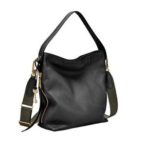 fossil women’s maya leather small hobo purse handbag, black (model: zb6979001)