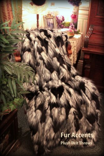 Premium Faux Fur Throw Blanket/Rugs/Luxury Black and White Exotic Feather Faux Fur /60" X 70" / Other Sizes, Colors Available/New