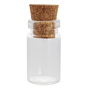 Mini Tiny Clear Glass Jars Bottles with Cork Stoppers for Arts & Crafts, Projects, Decoration, Party Favors - Size: 18mm x 10mm Diameter (50 Pack)