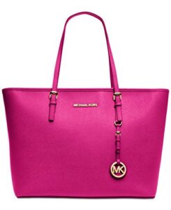 michael michael kors top-zip large tote raspberry