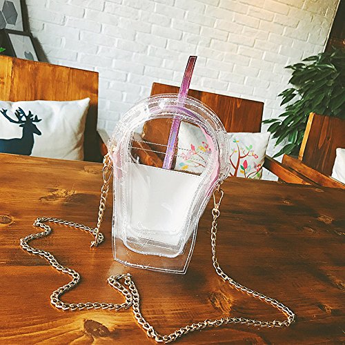 SUKUTU Women's Girls Boba Tea Summer Beach Clear Transparent Cross Body Shoulder Purses