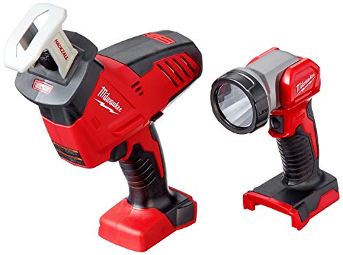 Milwaukee 2695-24 M18 18V Cordless Power Tool Combo Kit with Hammer Drill, Impact Driver, Reciprocating Saw, and Work Light (2 Batteries, Charger, and Tool Case Included)