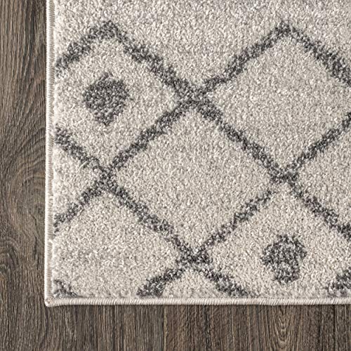 JONATHAN Y MOH208B-8 Aksil Moroccan Beni Souk Indoor Farmhouse Area-Rug Bohemian Minimalistic Geometric Easy-Cleaning Bedroom Kitchen Living Room Non Shedding, 8 ft x 10 ft, Cream/Gray