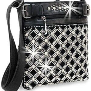 Zzfab Cross Gem Sparkle Cross Body Bag Black