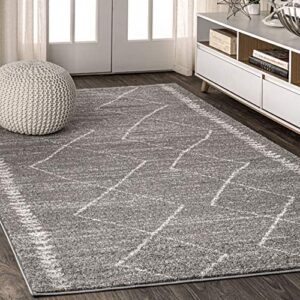 jonathan y moh203c-8 zaina moroccan beni souk indoor farmhouse area-rug bohemian minimalistic geometric easy-cleaning bedroom kitchen living room non shedding, 8 x 10, gray,cream