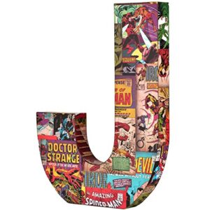 marvel me01j4 10 x 1 red/blue/yellow comics wood letter ‘j’