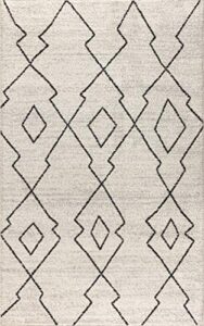 jonathan y moh202a-5 alia moroccan beni souk indoor farmhouse area-rug bohemian minimalistic geometric easy-cleaning bedroom kitchen living room non shedding, 5 x 8, cream,black