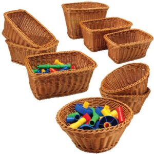 constructive playthings plastic woven baskets, set of 9 for home or classroom