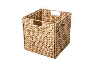 trademark innovations 12″ foldable hyacinth storage basket with iron wire frame