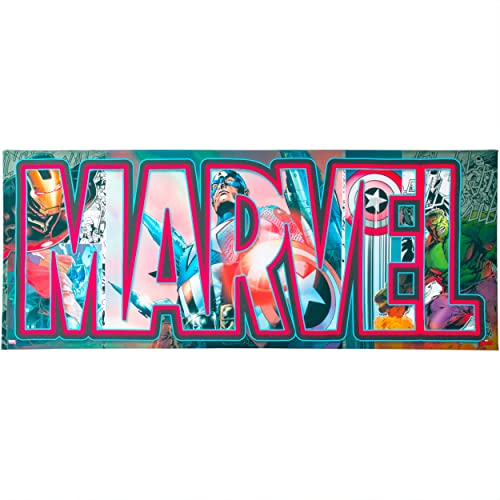 Silver Buffalo Canvas Letters Wall Art Poster Room Decor Featuring Captain America, Hulk, Thor, and Iron Man, 30 x 12 inches, Marvel Avengers, Office