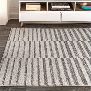 JONATHAN Y MOH204A-8 Lyla Offset Stripe Indoor Farmhouse Area-Rug Bohemian Minimalistic Striped Easy-Cleaning Bedroom Kitchen Living Room Non Shedding, 8 X 10, Grey