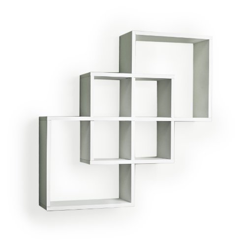 Danya B. FF6013W Decorative Contemporary Floating Intersecting Square Cube Wall Shelves- White