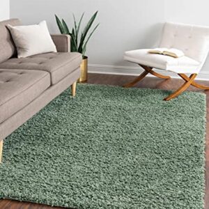 Unique Loom Davos Shag Collection Modern Luxuriously Soft & Cozy Shag Area Rug (4' 0 x 6' 0 Rectangular, Sage)