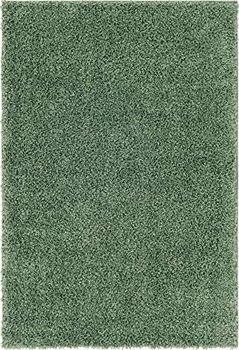 Unique Loom Davos Shag Collection Modern Luxuriously Soft & Cozy Shag Area Rug (4' 0 x 6' 0 Rectangular, Sage)