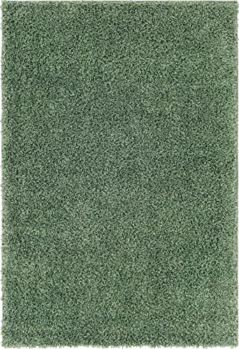 Unique Loom Davos Shag Collection Modern Luxuriously Soft & Cozy Shag Area Rug (4' 0 x 6' 0 Rectangular, Sage)