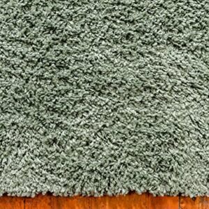 Unique Loom Davos Shag Collection Modern Luxuriously Soft & Cozy Shag Area Rug (4' 0 x 6' 0 Rectangular, Sage)