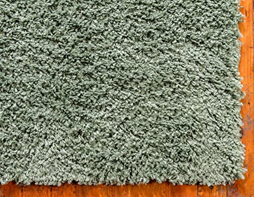 Unique Loom Davos Shag Collection Modern Luxuriously Soft & Cozy Shag Area Rug (4' 0 x 6' 0 Rectangular, Sage)