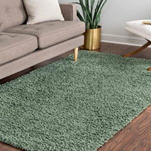 Unique Loom Davos Shag Collection Modern Luxuriously Soft & Cozy Shag Area Rug (4' 0 x 6' 0 Rectangular, Sage)