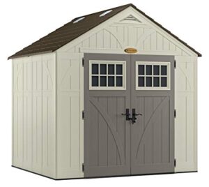 suncast 8′ x 7′ heavy-duty resin tremont storage shed, cream