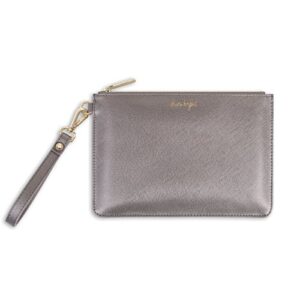 katie loxton metallic charcoal shine bright women’s faux leather clutch perfect pouch