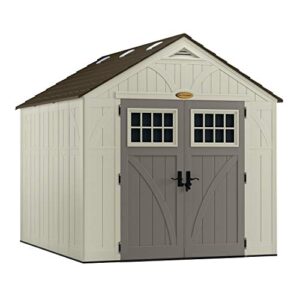 suncast 8′ x 10′ heavy-duty resin tremont storage shed, sand